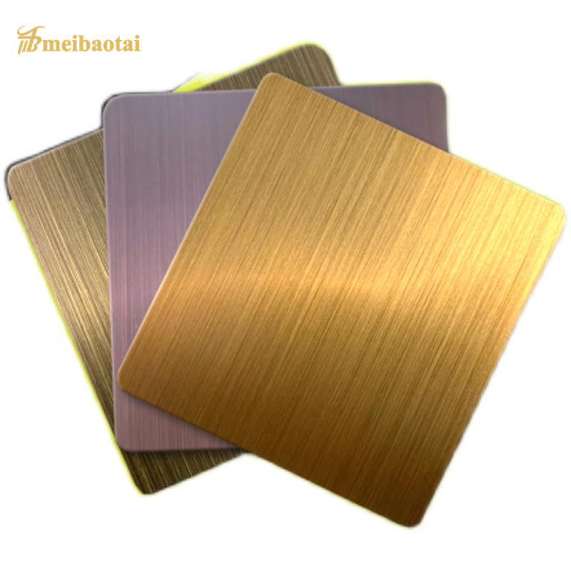 Brown Rose Gold PVD Color Coating Hairline Stainless Steel Sheet 201 Grade